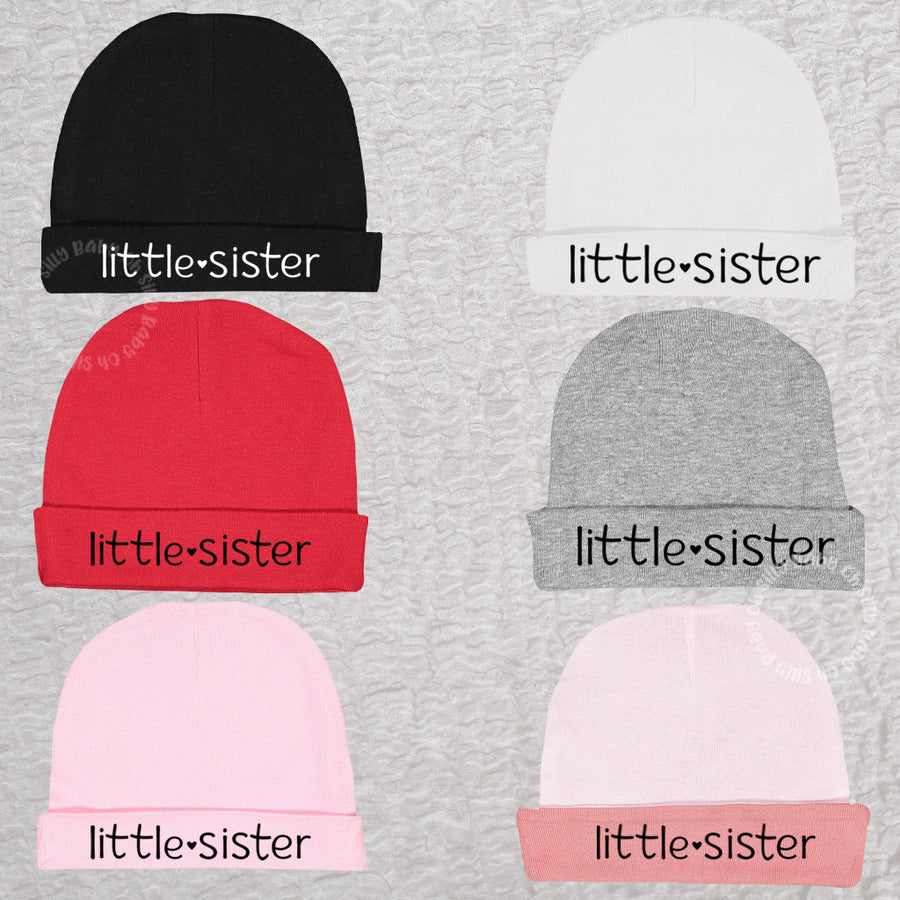 Custom Little Sister Beanie Hats | Oh Silly Baby