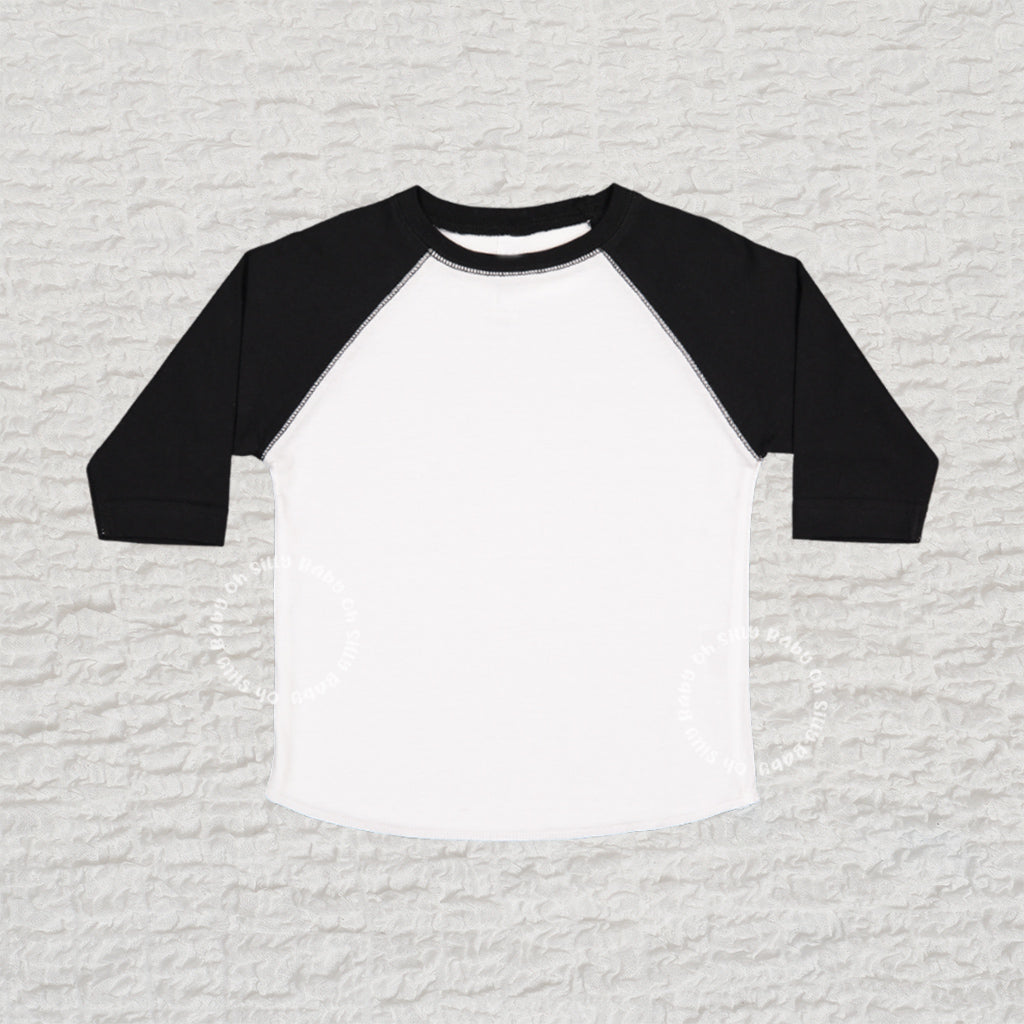 Toddler Raglan Tee White-Black | Clearance | Oh Silly Baby